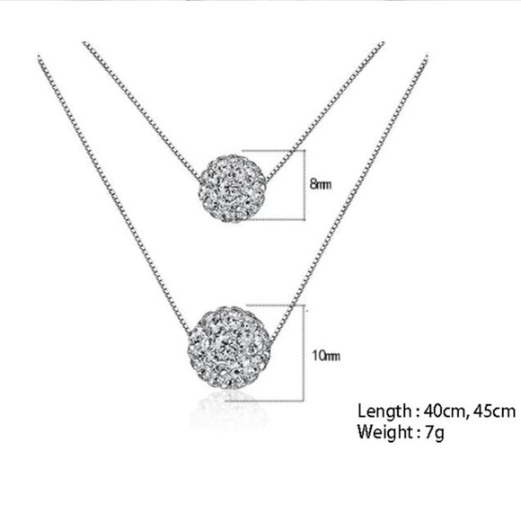 Jewelry | New 925 Sterling Silver Double Crystal Ball Chain | Poshmark